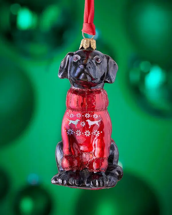 JOY TO THE WORLD COLLECTIBLES Black Lab In Snowflake-printed Nordic Sweater Christmas Ornament