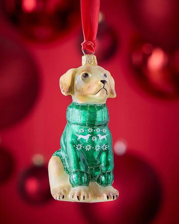 JOY TO THE WORLD COLLECTIBLES Yellow Lab In Snowflake-printed Nordic Sweater Christmas Ornament