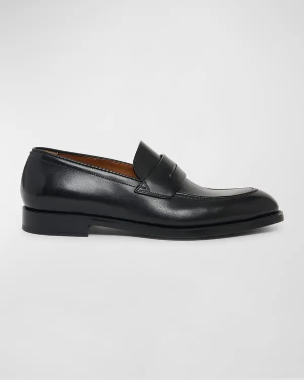 Zegna Calfskin Penny Loafers - Black
