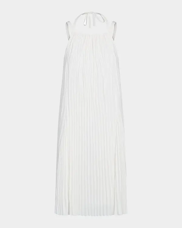 Vince Pleated A-line Mini Halter Dress