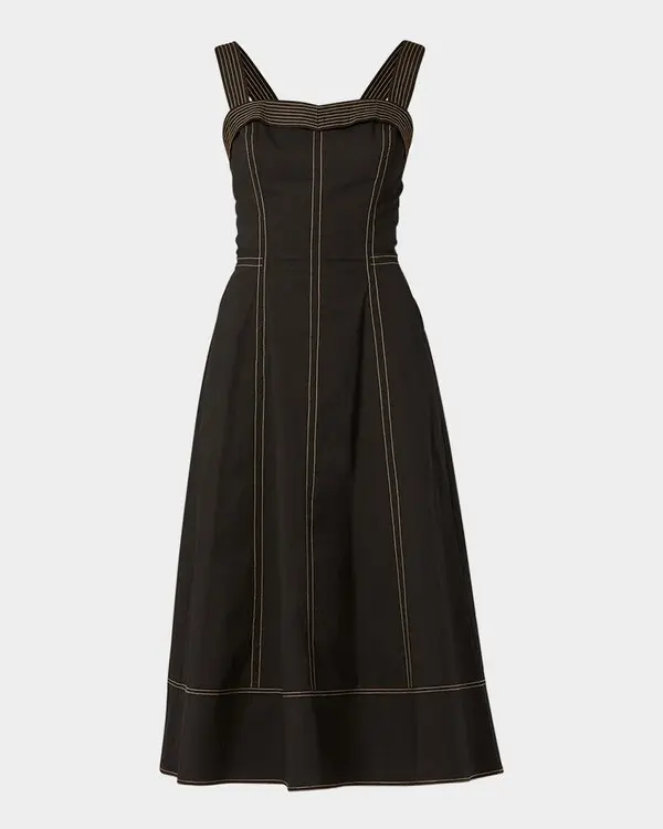 Shoshanna Maxwell Sleeveless A-line Midi Dress
