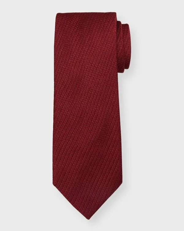 Brioni Textured Silk Necktie - Wine