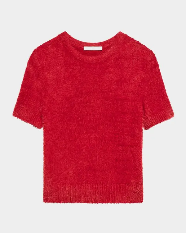 Helmut Lang Cropped Eyelash Knit Tee - Red - N00