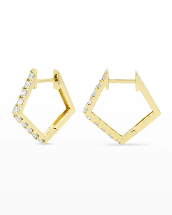 STEVIE WREN Rainbow Gemstone 14k Pentagon Hoop Earrings