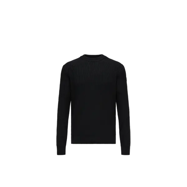 Moncler Wool Sweater With Pocket - Black
