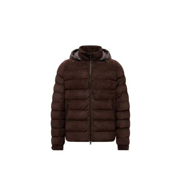 Moncler Arneb Hooded Suede Down Jacket