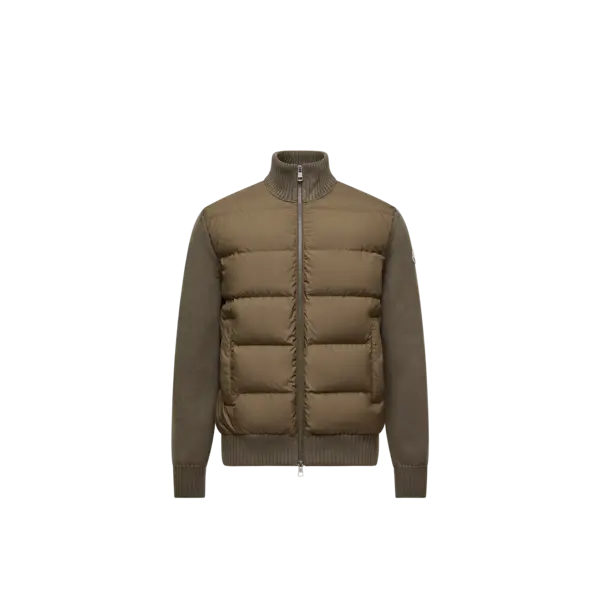 Moncler Padded Wool Zip-up Cardigan - Green