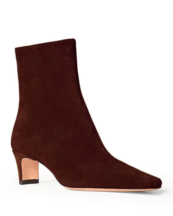 Staud Suede Ankle Booties - Mahogany Suede