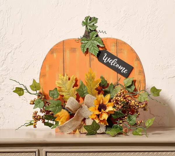 VALERIE PARR HILL As Is Harvest Welcome Sign With Sunflowers & Ivy Valerie