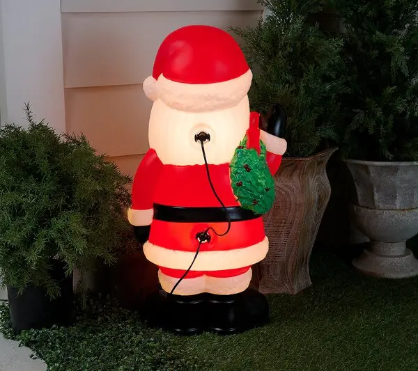 BETHLEHEM LIGHTS As Is 30' Illuminated Santa Figurine-wreath