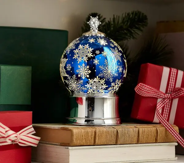 VALERIE PARR HILL As Is Illuminated Glitter Snowflake Sphere W/ Usb- Valerie