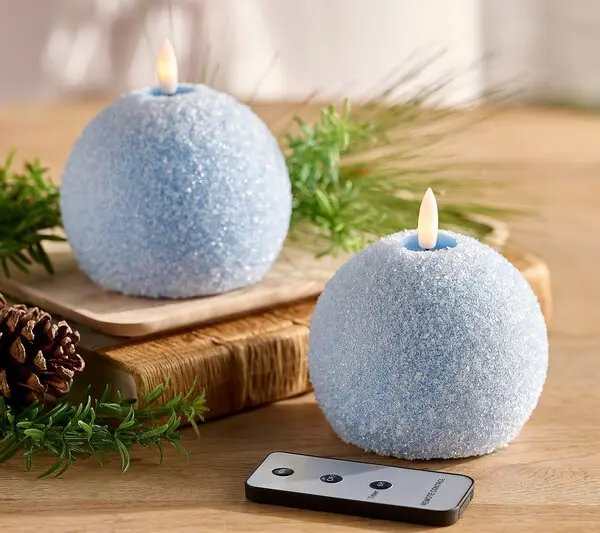 HOME REFLECTIONS As Is S/2 Flameless Crystal Sphere Candles