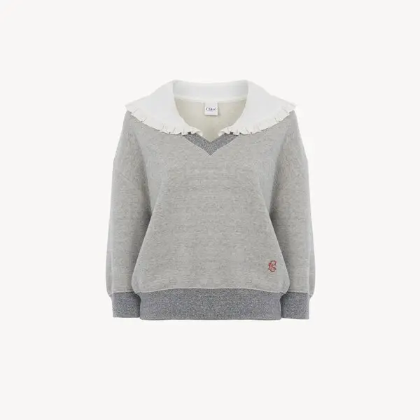 Chloé Chiné Fleece Sweater With Ruffled Collar