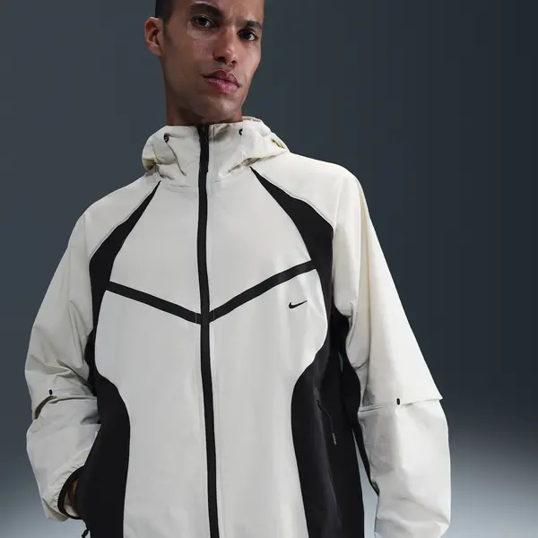 Nike Tech Dri-fit Woven Color-block Windrunner Loose Jacket - Grey