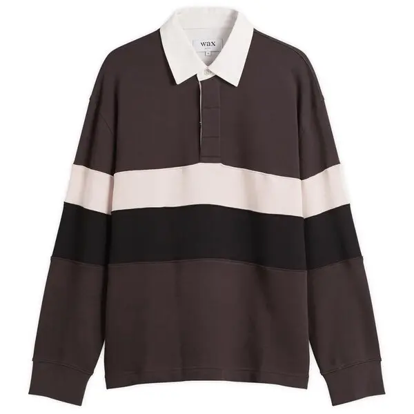 WAX LONDON Rowhill Rugby Shirt - Brown/black