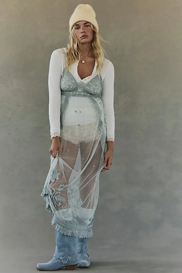 Free People Maxi Slip With Embroidery