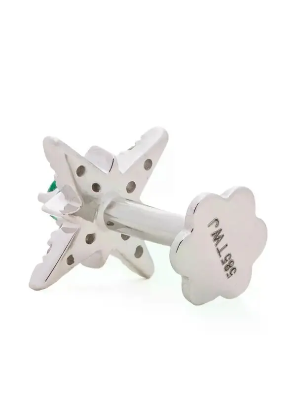 THE WILD JWLS 14k White Gold Star Emerald Earring