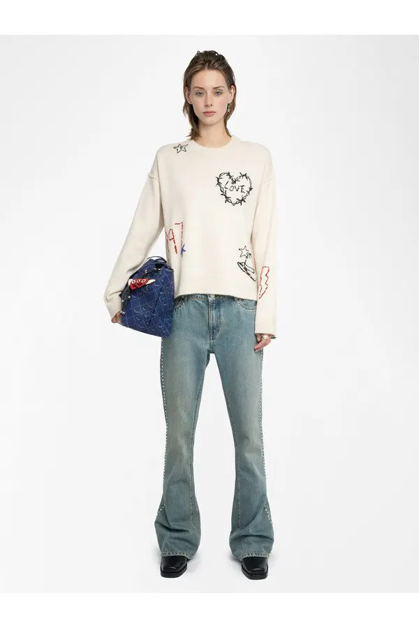 Zadig&Voltaire Markuz Cashmere Sweater - Neutral / White