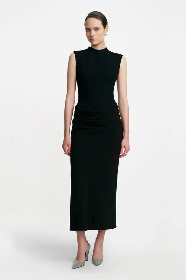 Lela Rose Sleeveless Cummerbund Dress