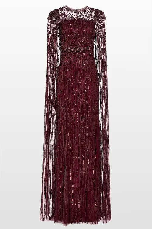 Jenny Packham Ruby Sequin-embellished Maxi Dress - Cardinal