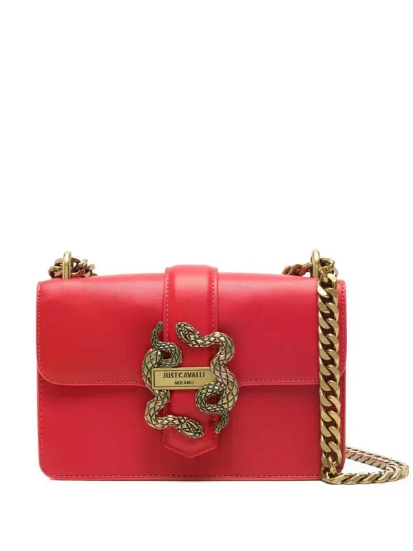 Just Cavalli Snake-buckle Shoulder Bag - Red