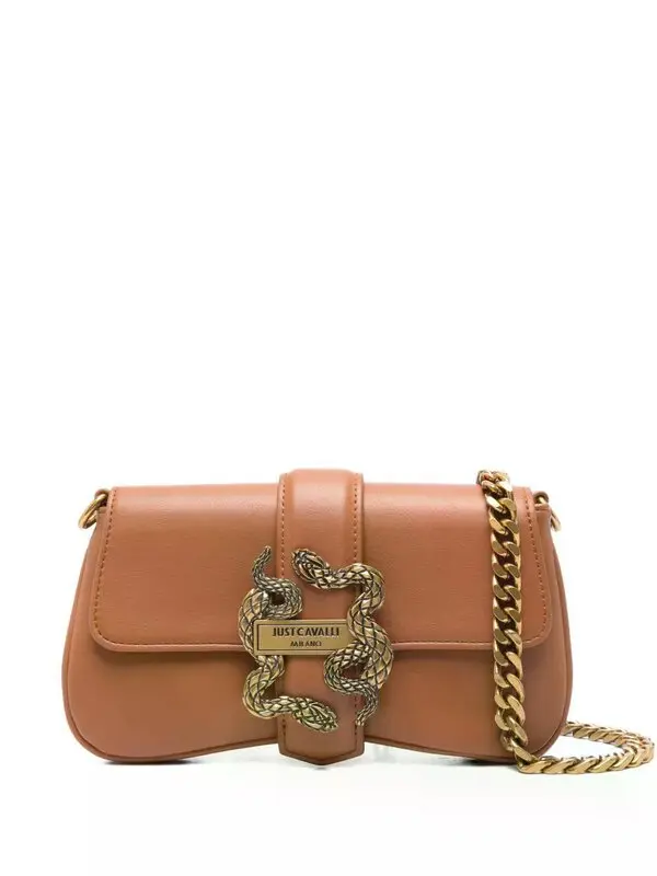 Just Cavalli Snake-buckle Shoulder Bag - Brown