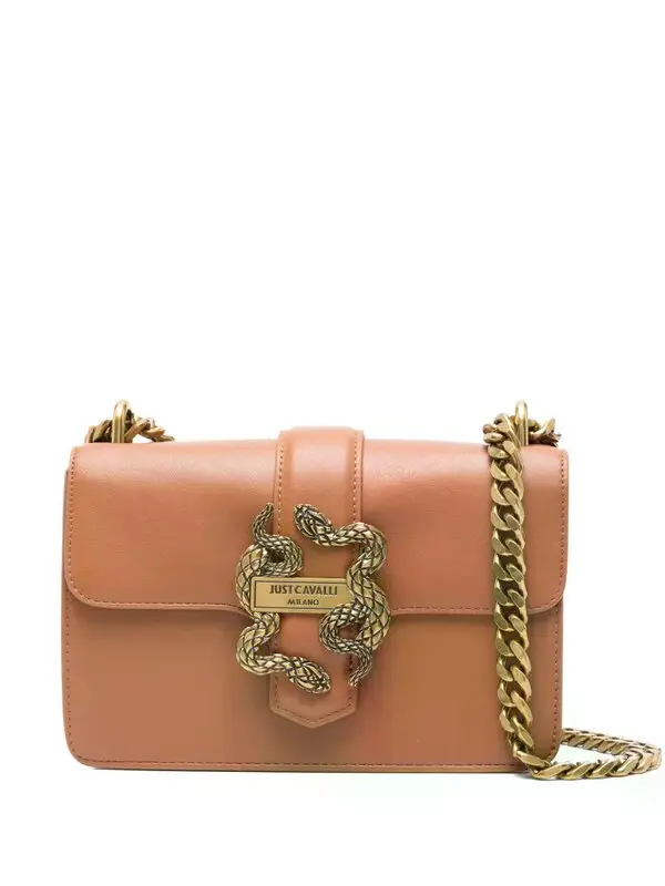 Just Cavalli Snake-buckle Shoulder Bag - Brown