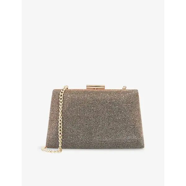 DUNE Bellaria Chain-strap Woven Clutch Bag - Bronze Metallic Fabric