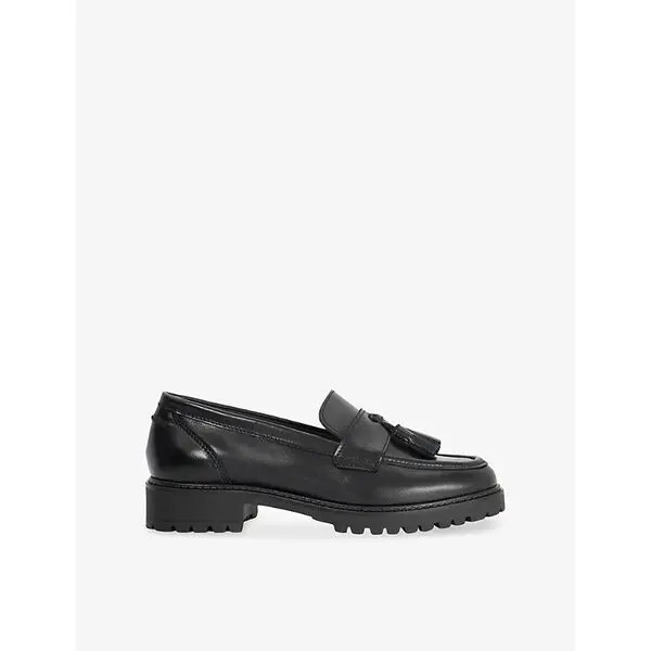 DUNE Gracelyn Leather Loafers - Black Leather
