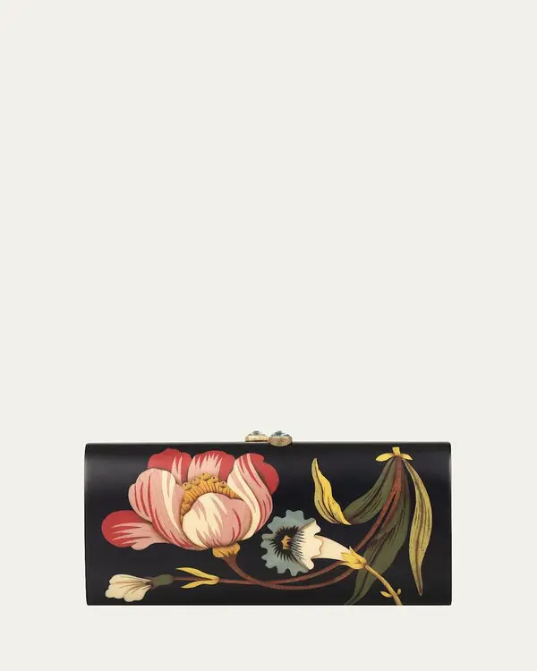 SILVIA FURMANOVICH 18k Yellow Gold Marquetry Clutch With Camelia, Topaz, And Ruby