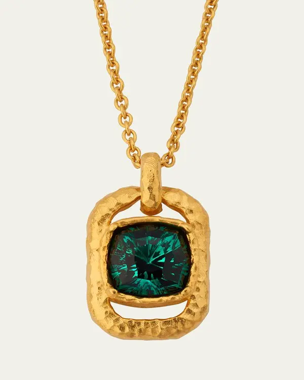 Oscar De La Renta Rectangular Crystal Pendant Necklace - Yg