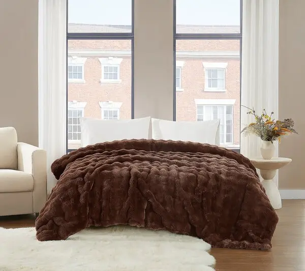 BROOKLYN LOOM Bubble Faux Fur Full/queen Comfor Ter Set