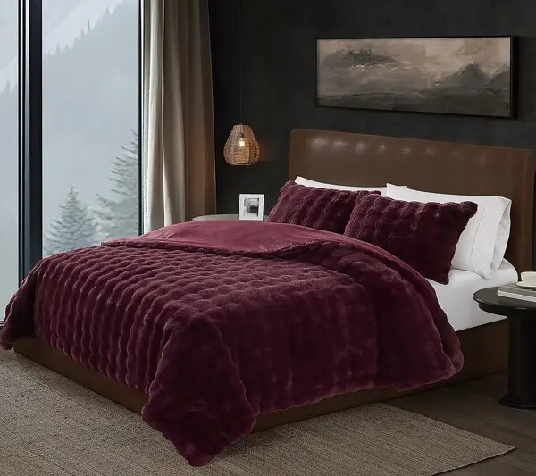 Frye Bubble Faux Fur Full/queen Comforter Set