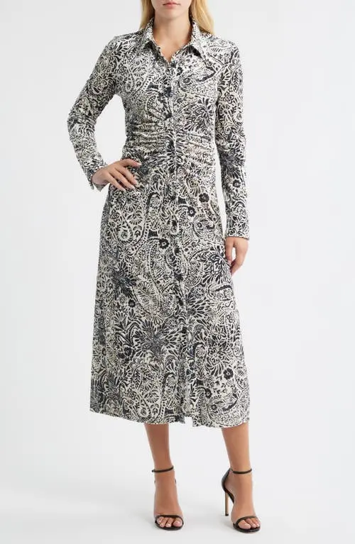 Julia Jordan Printed Velvet Shirtdress