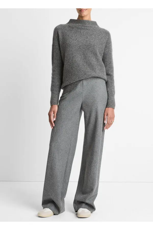 Vince Italian Wool-blend High-waist Bias Pant - Gray