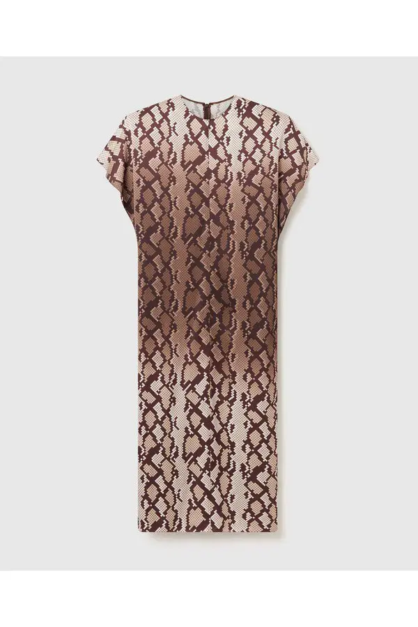 Stella McCartney Snake Print Shoulder Pad Midi Dress
