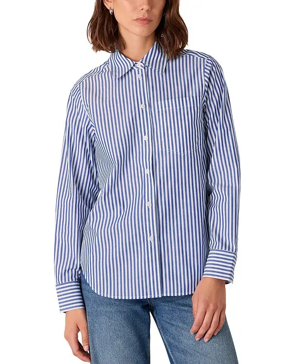 Whistles Relaxed Fit Striped Shirt - Blue/white