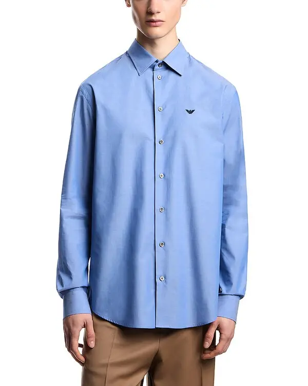Emporio Armani Chambray Regular Fit Button Front Shirt