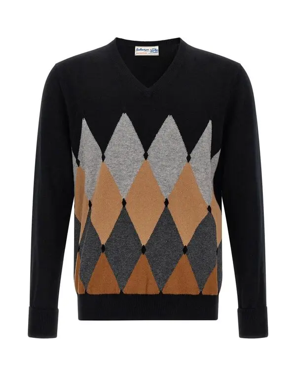 BALLANTYNE Argyle Cashmere Sweater - L.greyantracd.greygreyl.grey