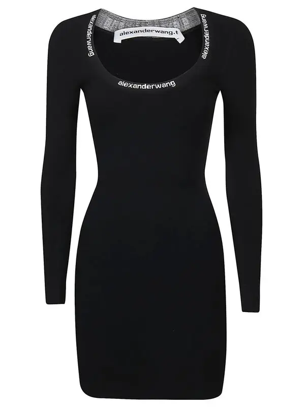 Alexander Wang Logo Jacquard Trim Bodycon Dress
