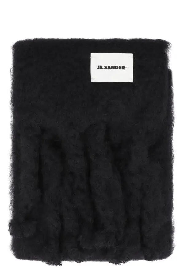 JIL SANDER Wool Blend Scarf - Black