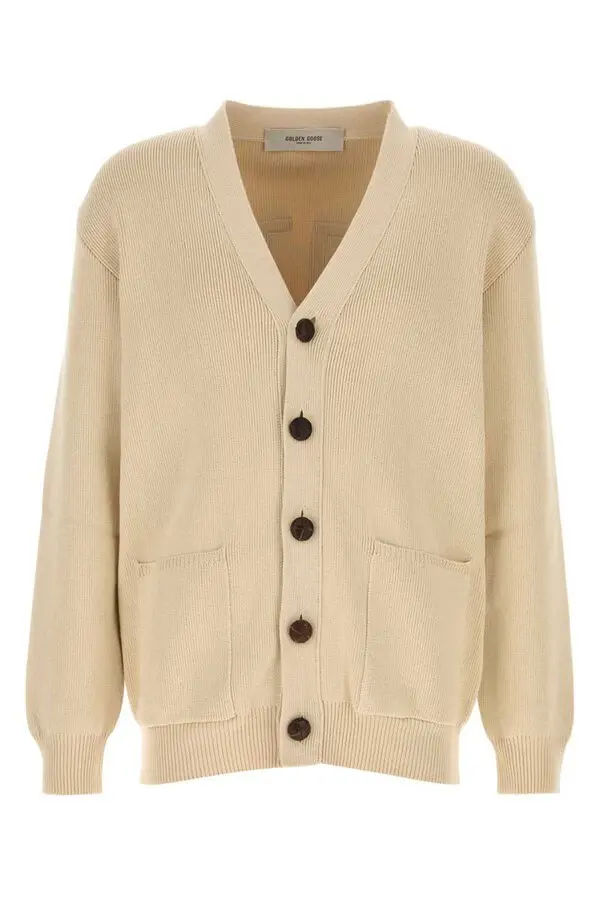 Golden Goose Stretch Cotton Blend Cardigan - Beige O Tan