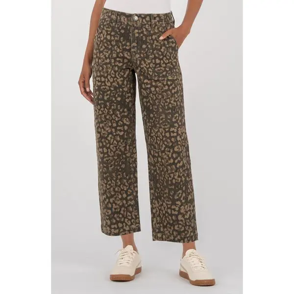 Kut From The Kloth Ashton Print High-waist Crop Barrel Utility Jeans