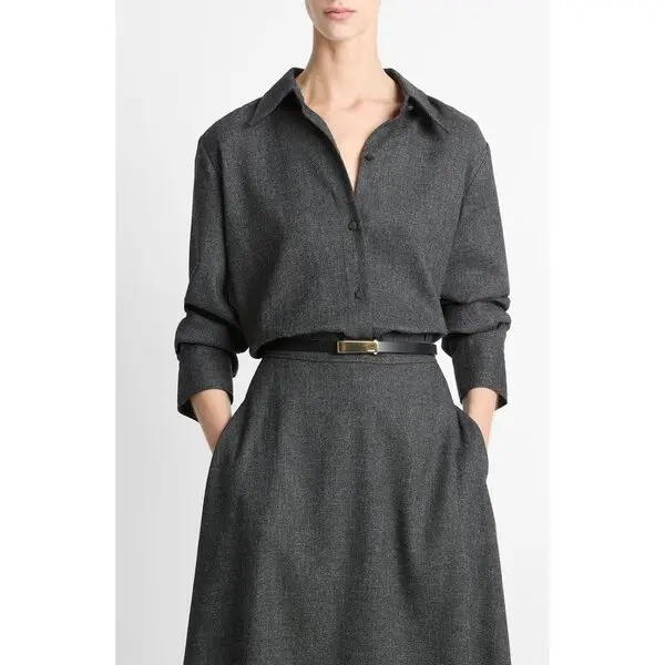 Vince Tweed Button-up Shirt - Medium Heather Grey