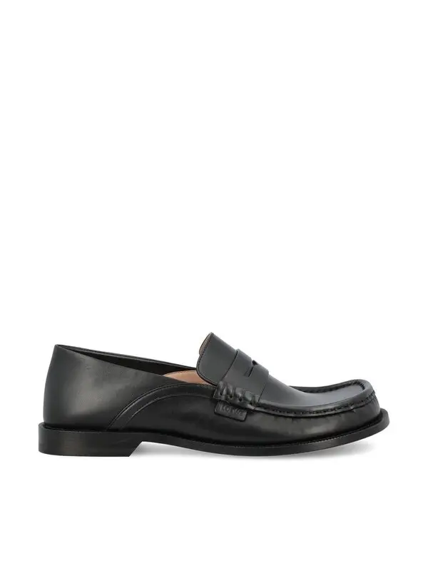 Loewe Campo Flap Back Loafers - Black