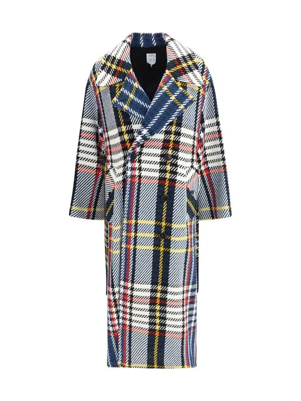 SARA ROKA Long Checked Coat - Multicolour