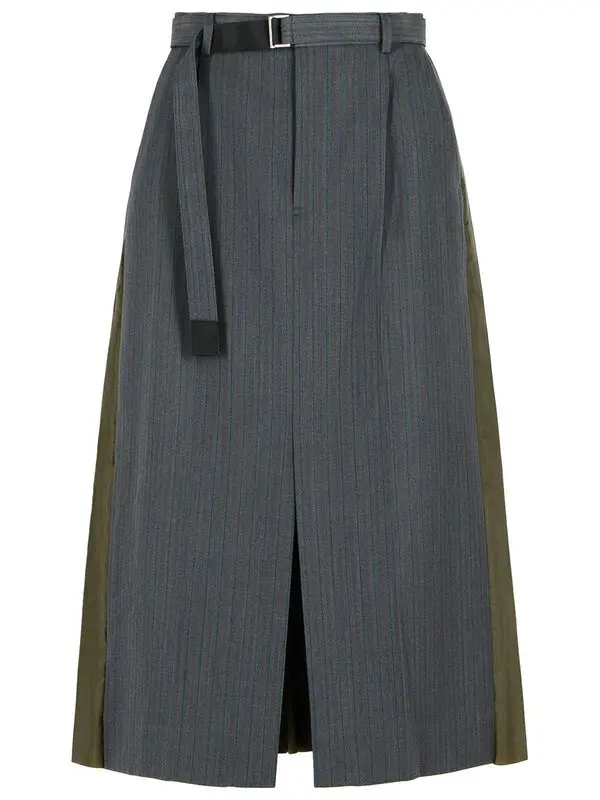Sacai Pinstripe Wool Blend Skirt