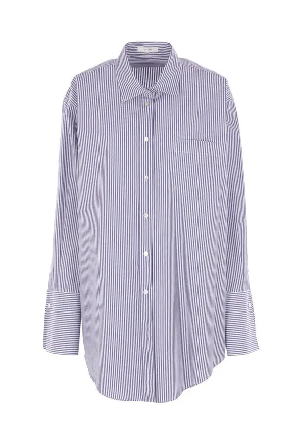 THE ROW Striped Cotton Poplin Oversized Shirt