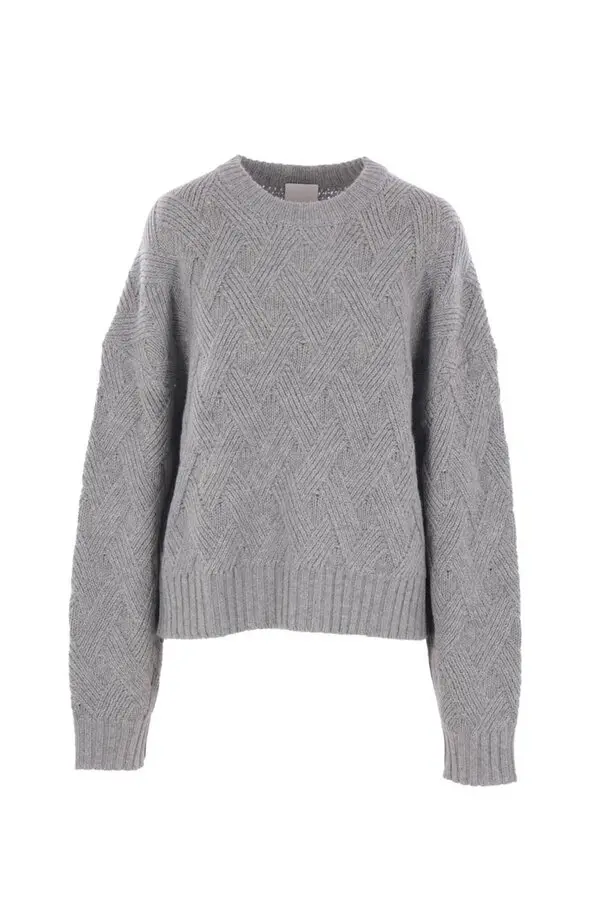 ALLUDE Oversized Cable Knit Sweater