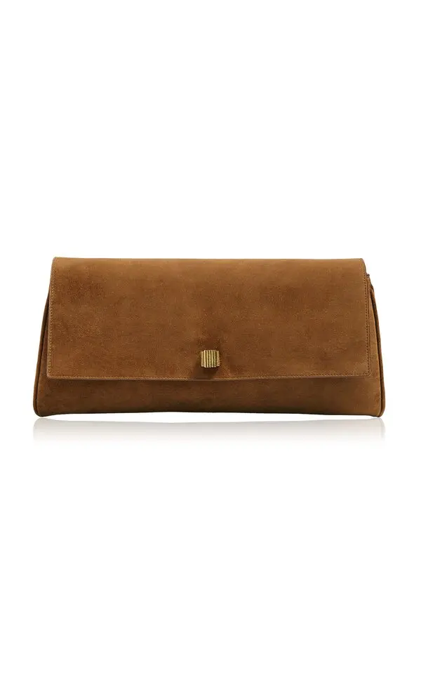 Khaite Audrey Suede Clutch - Neutral